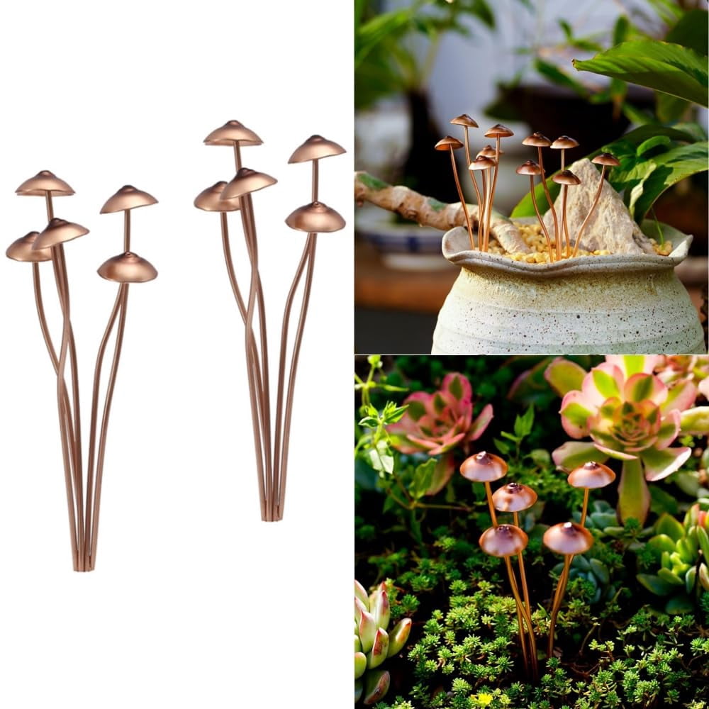 2pcs Metal Mushroom Garden Statue Stake,Flower Pot Decoration,Outdoor ...