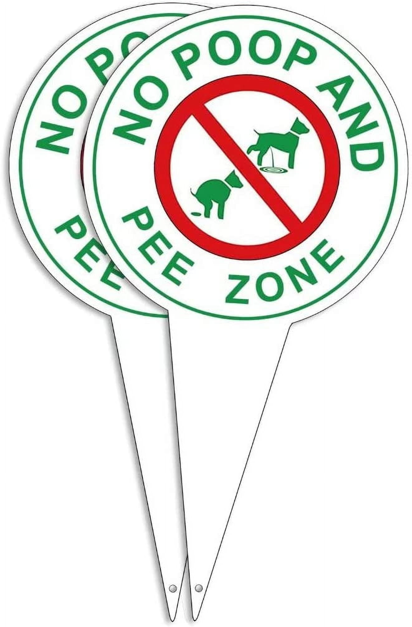 2pcs Metal No Pee Dog Yard Sign- Classic Round No Poop and Pee Zone ...