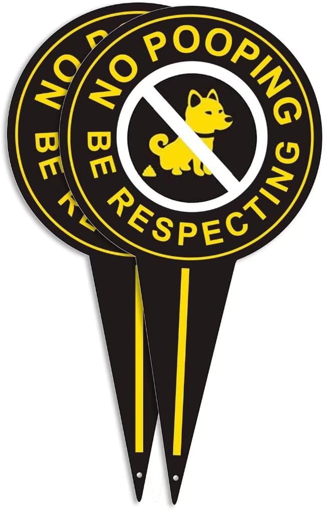 2pcs Metal No Pee Dog Yard Sign- Classic Round No Pooping Be Respecting ...
