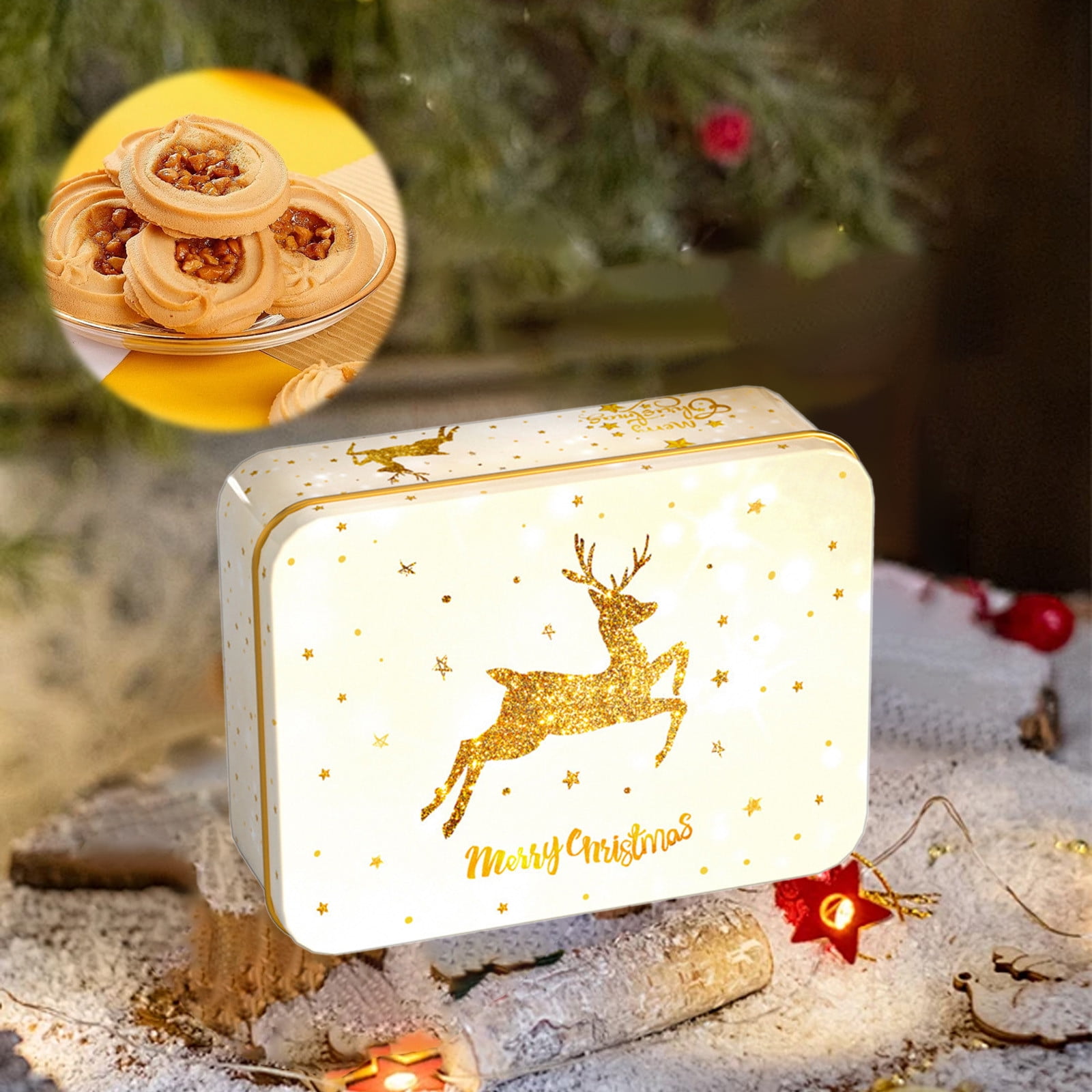 2pcs Metal Rectangular Tins Christmas Tinplate Cases Mini Portable Box ...