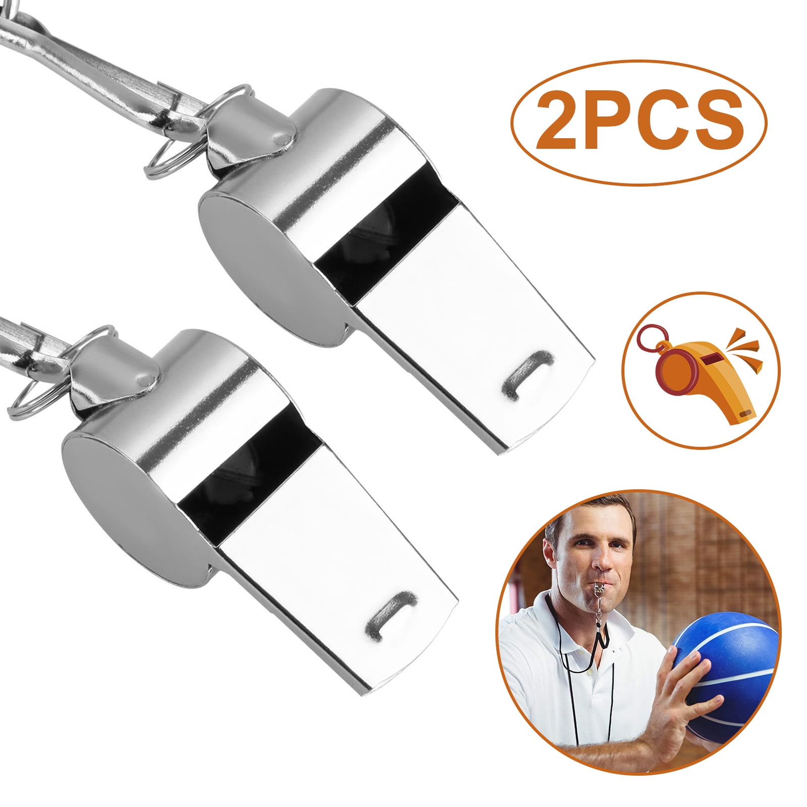 2pcs Metal Sports Whistle, EEEkit Extra Loud Coach Whistles with ...