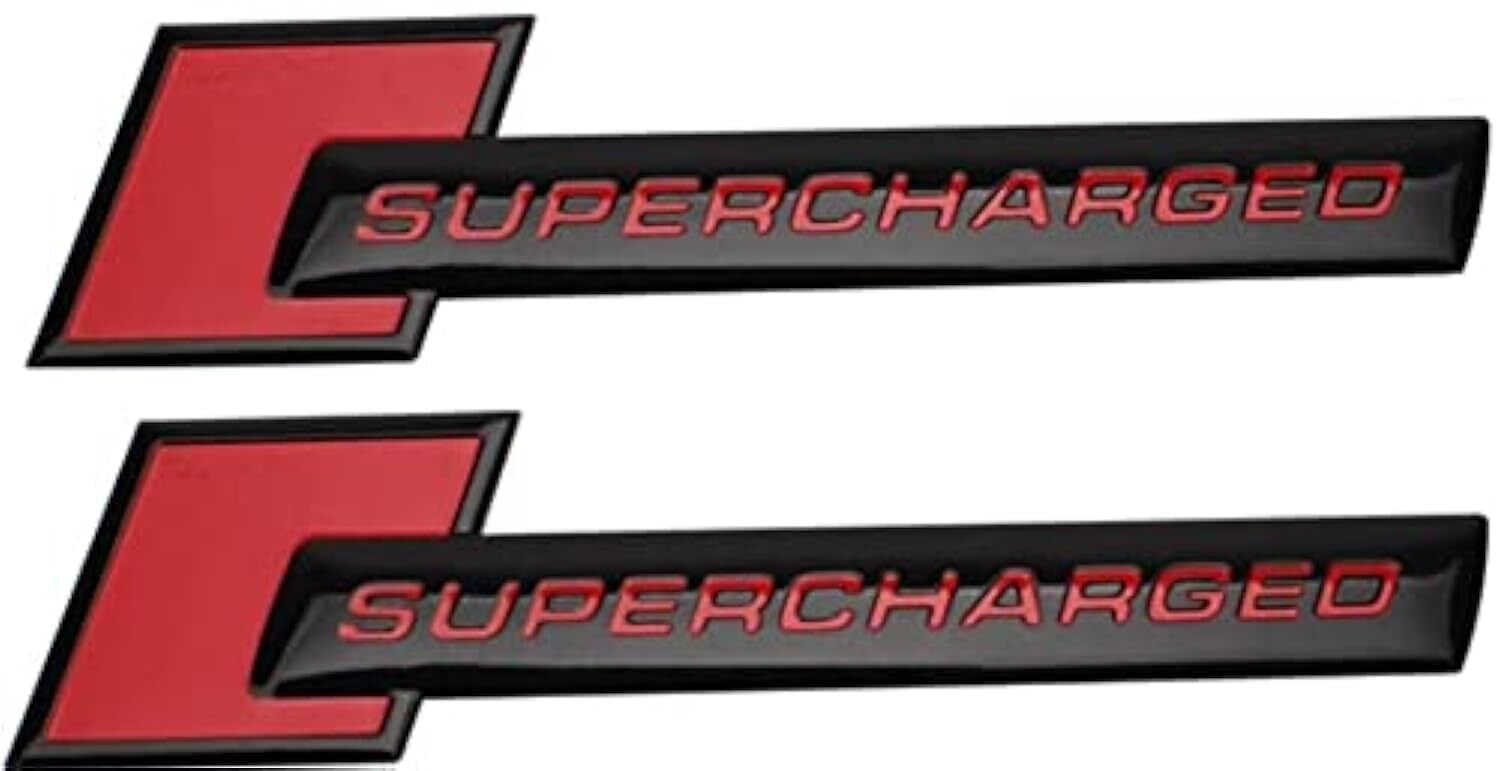 2pcs Metal Supercharged Logo Car Emblem Premium Auto Badge Rear Trunk ...