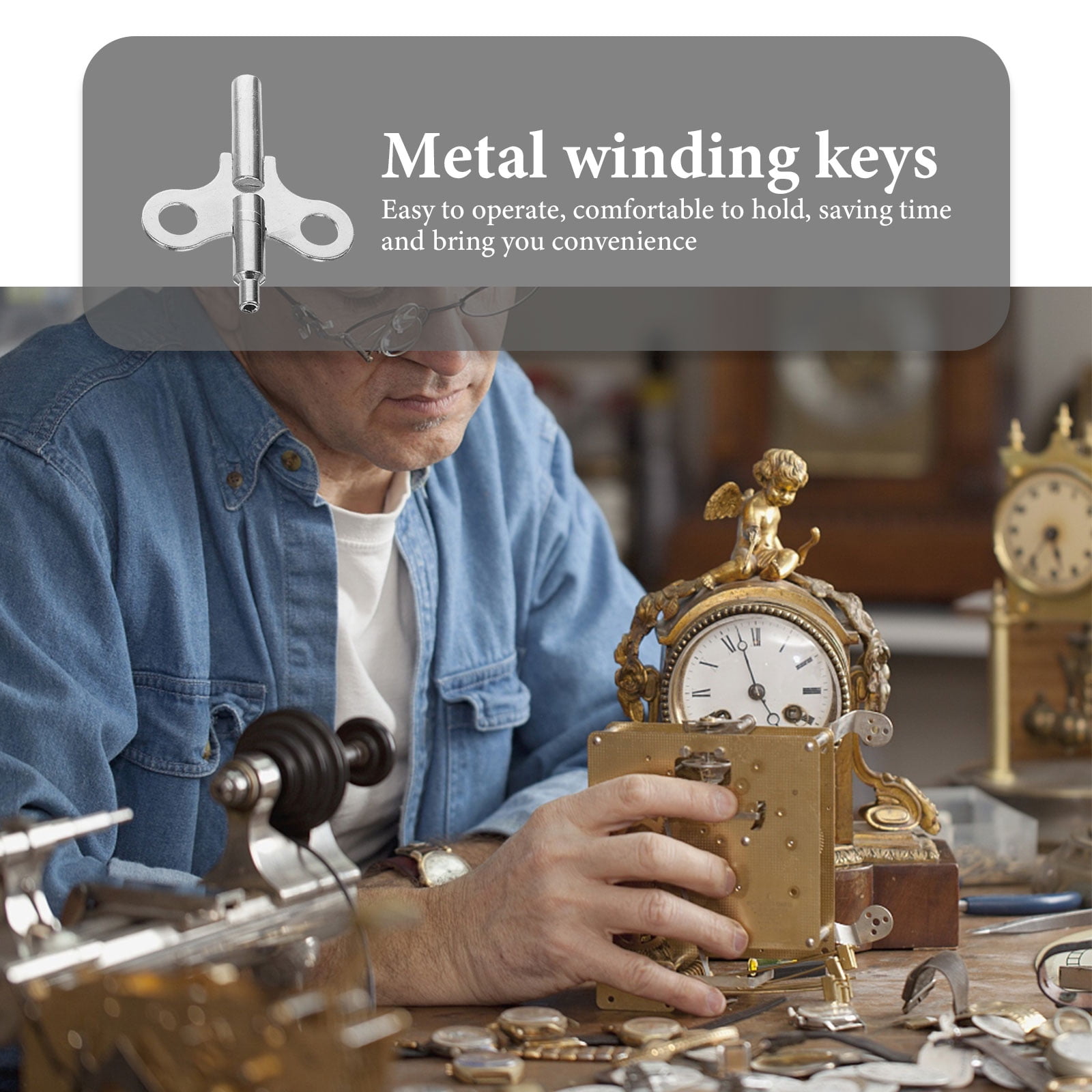 2pcs Metal Clock Winding Keys Set Professional Clock Repair Parts Clock ...