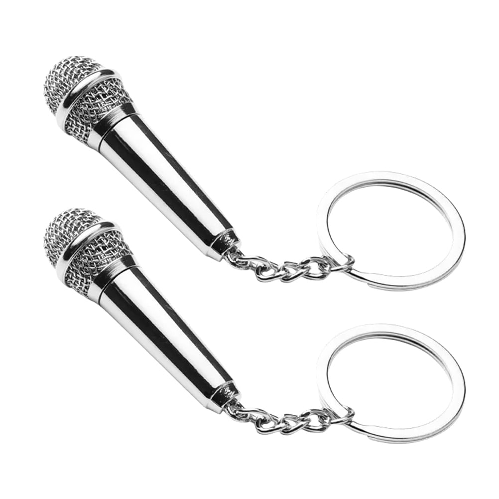 2pcs Microphone Keychain Bag Hanging Pendant Exquisite Decor Key Chain ...