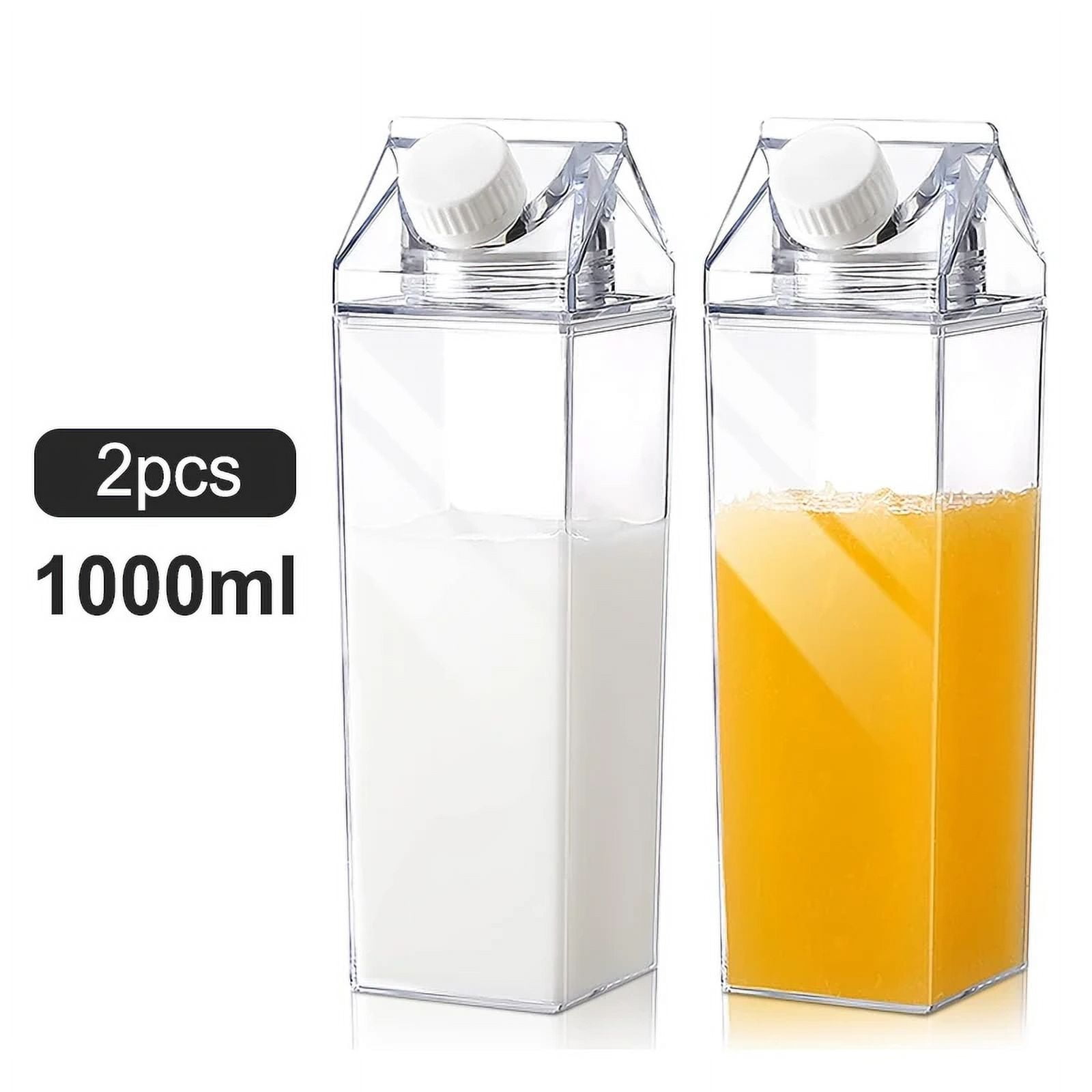 2pcs Milk Carton Water Bottle Transparent Plastic Square Milk Orange ...