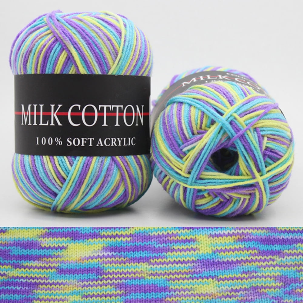 2pcs Milk Cotton Crochet Yarn Multicolor Acrylic Soft Crochet Yarn ...