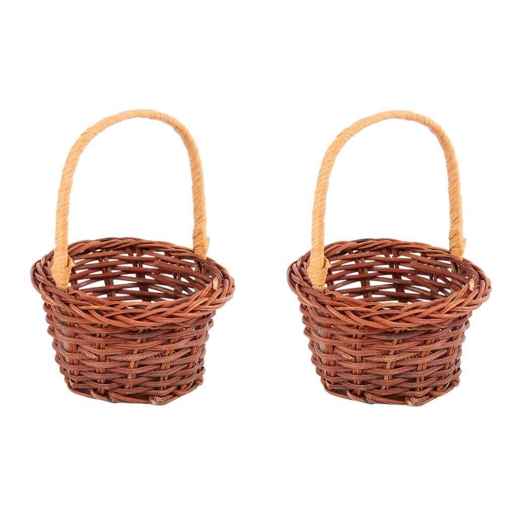 2pcs Mini Baskets Miniature Vintage Rattan Furniture Baskets Diy Props ...