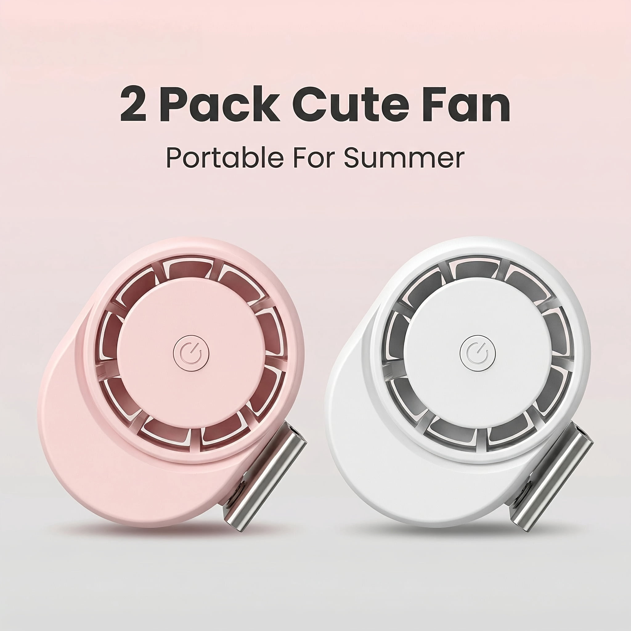 2pcs Mini Clip On Fan Rechargeable 1600mAh Battery 3 Speeds Low Noise ...