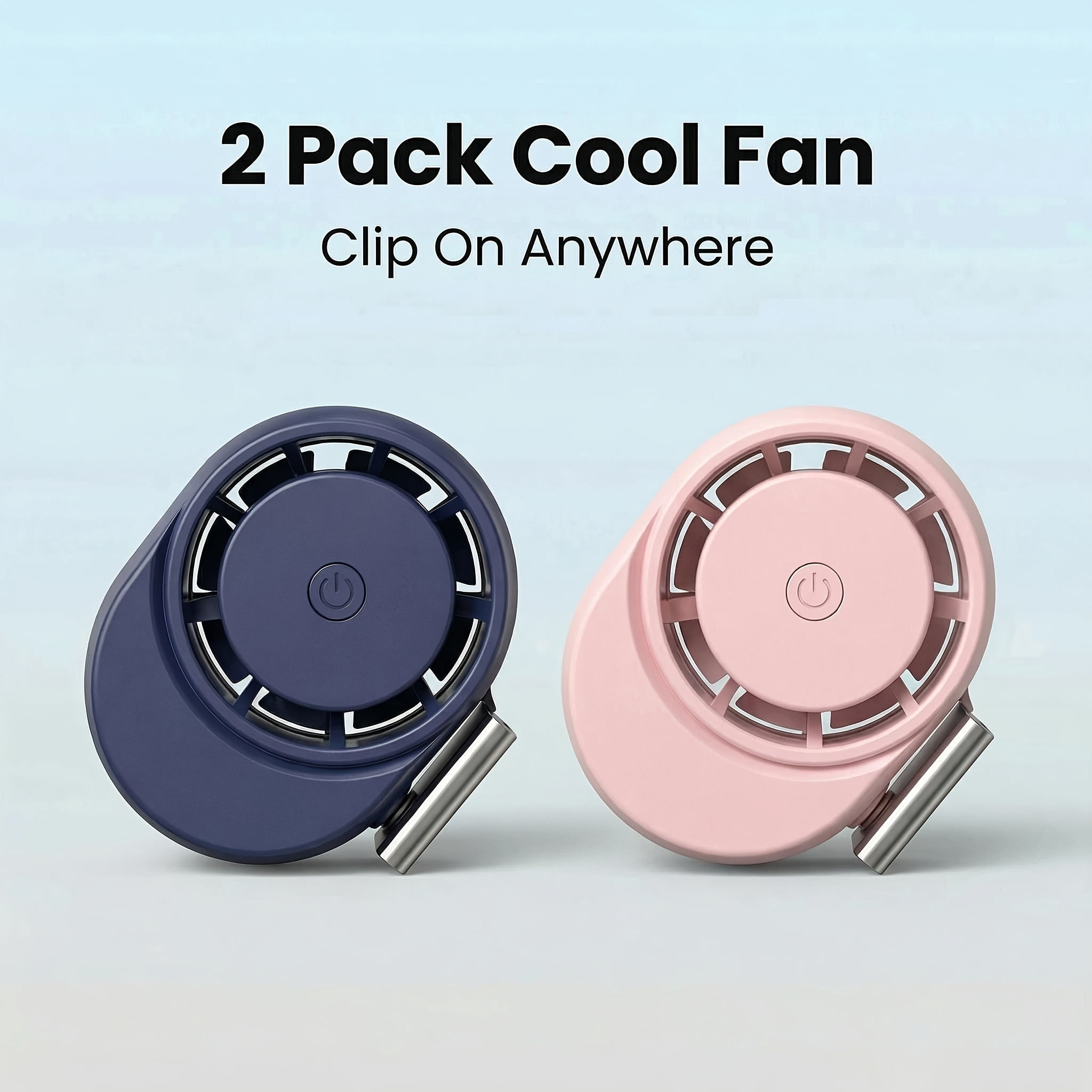 2pcs Mini Clip On Fan Rechargeable 1600mAh Battery 3 Speeds Low Noise ...