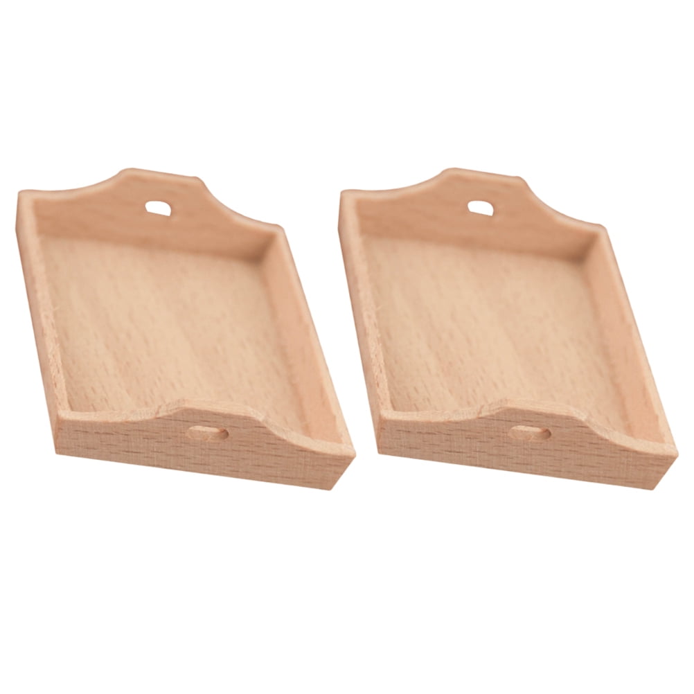 2pcs Mini Furniture Tea Trays Fruit Trays Miniature Models Beech ...