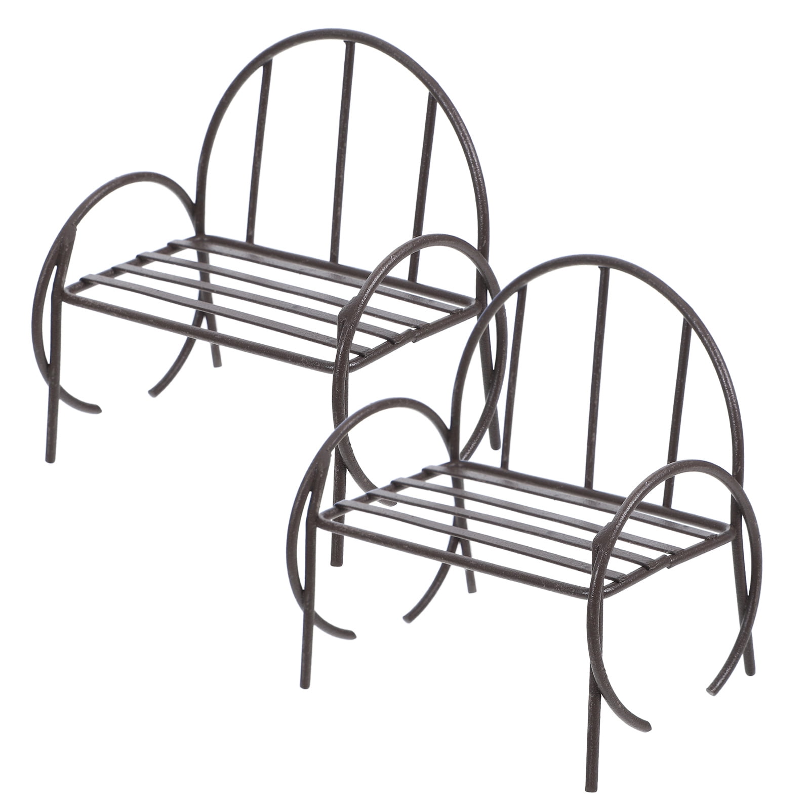 2pcs Mini Garden Bench Models Exquisitely Designed Iron Black for ...