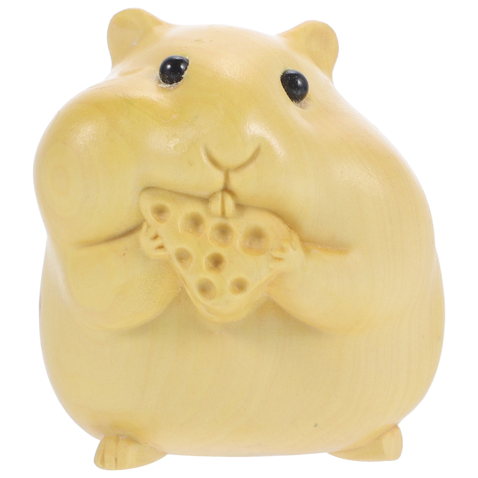 2pcs Mini Hand Carved Wooden Hamster Animal Figurines for Home Office ...