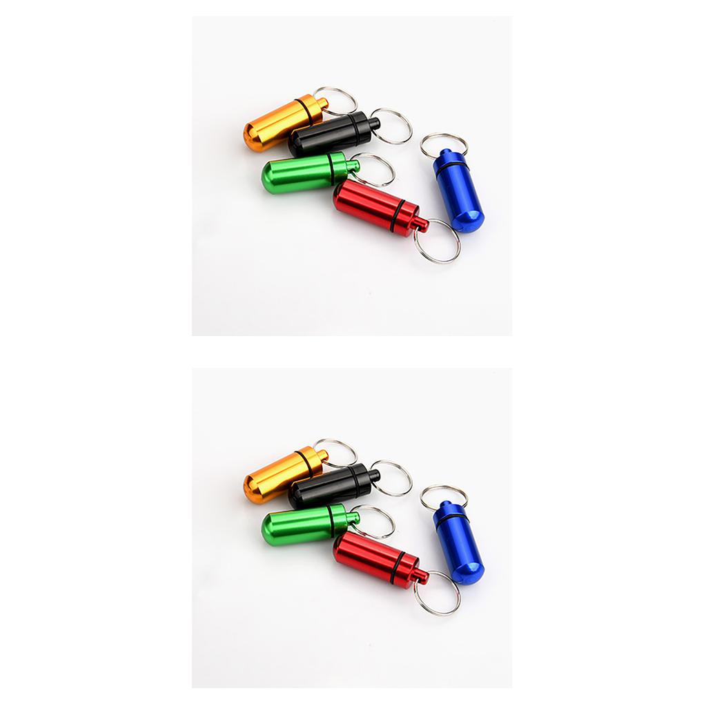 2pcs Mini Pill Drug Case Stash Box Waterproof Keyring Bottle Bullet ...