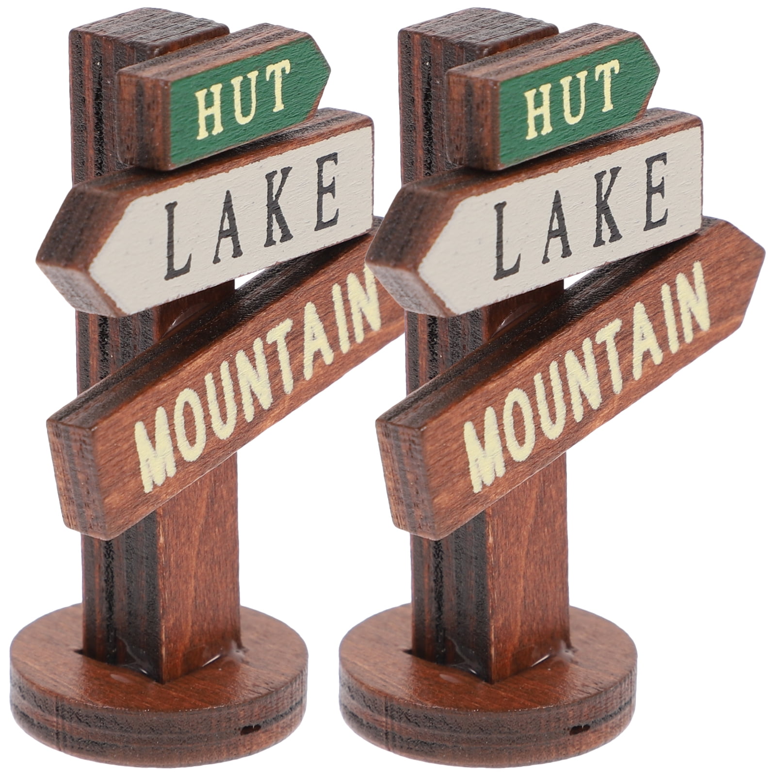 2pcs Mini Sign Post Wood Artware Sign Post Micro Landscape Garden ...