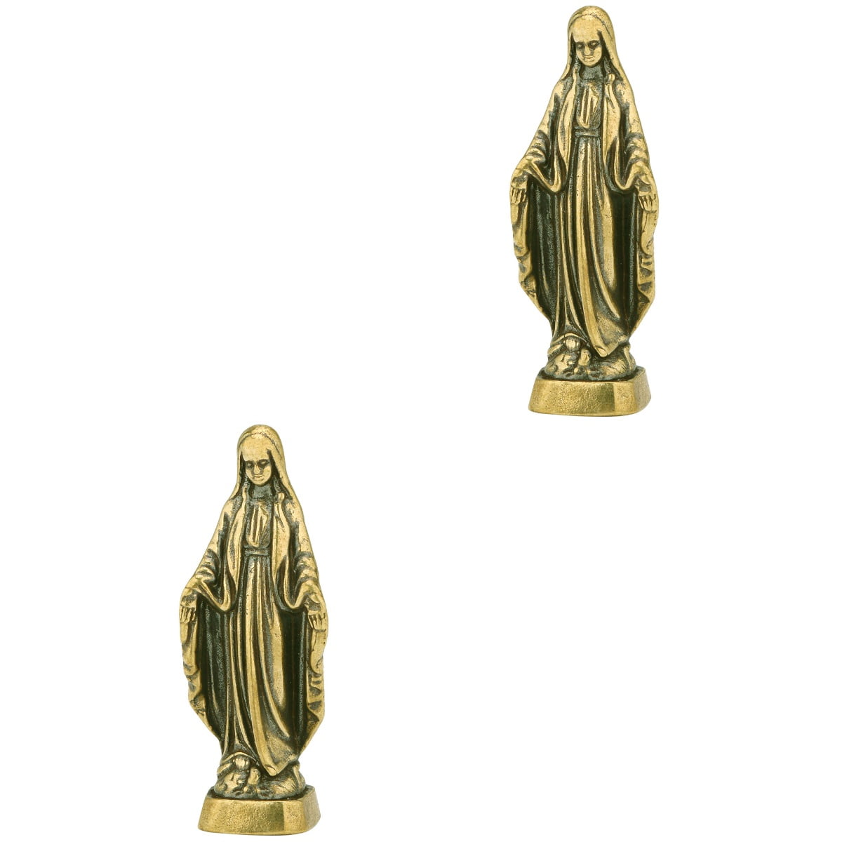 2pcs Miniature Maria Statue Virgin Mary Brass Ornament Study Room Desk ...