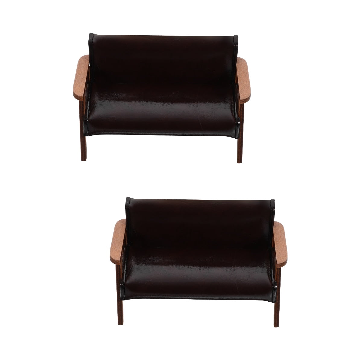 2pcs Miniature Wooden Sofa Chair Tiny Furniture Model Doll House Mini ...