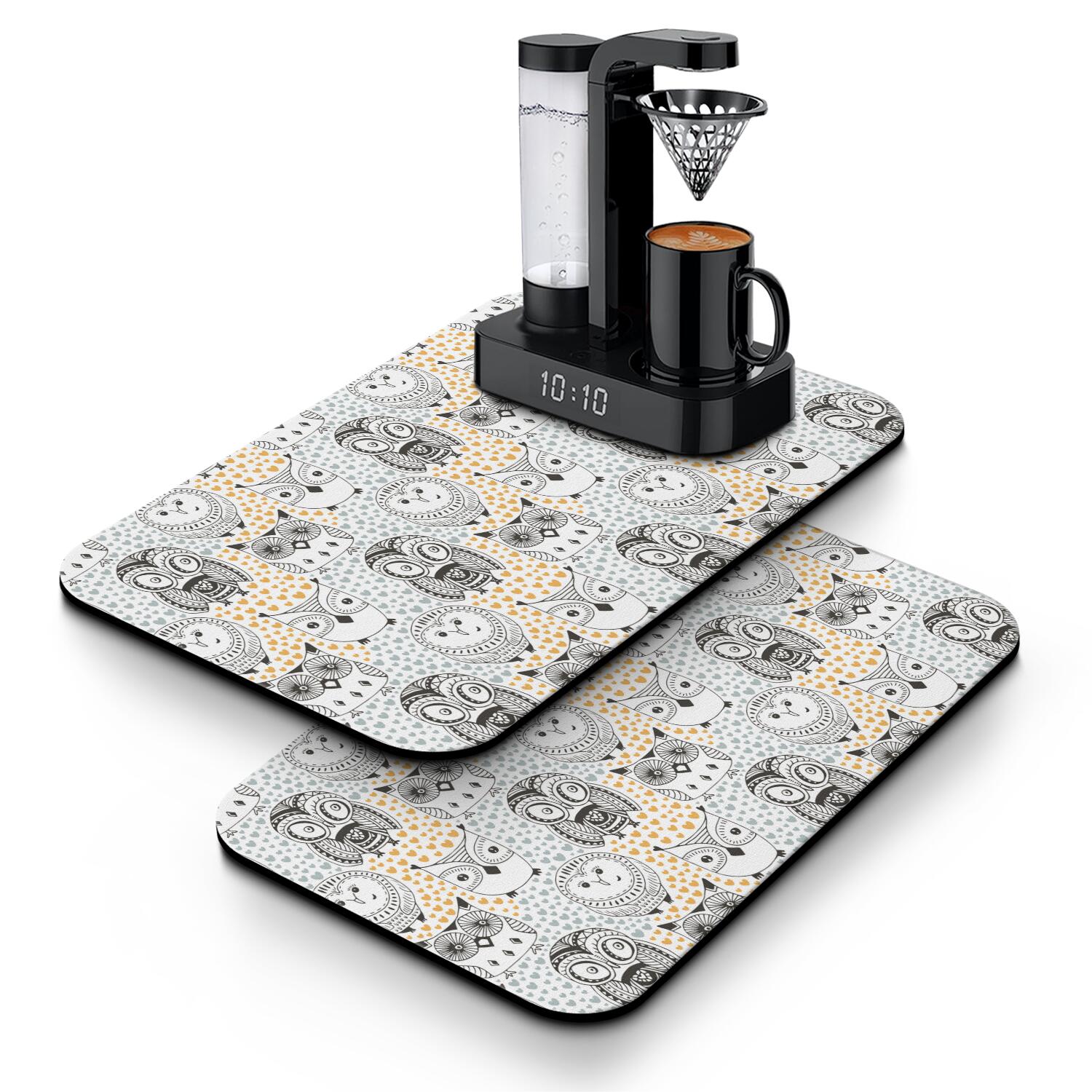 2pcs Minimalist Aesthetic Owl Coffee Mats - Snowy Owl & Stars, Compact ...