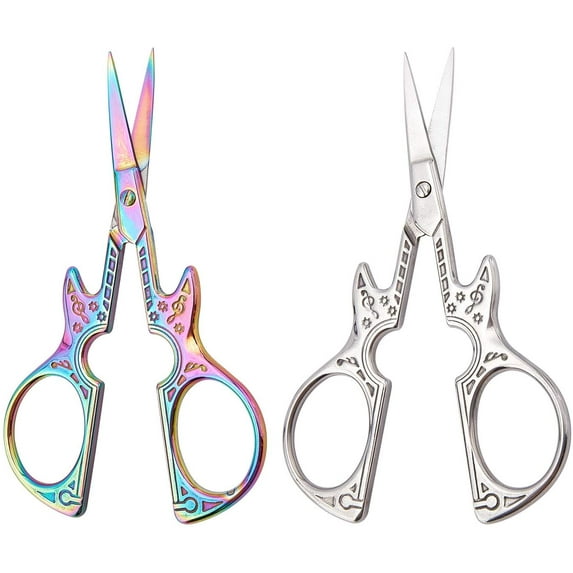 2pcs Mixed Color Stainless Steel Scissors Embroidery Scissors Sewing ...