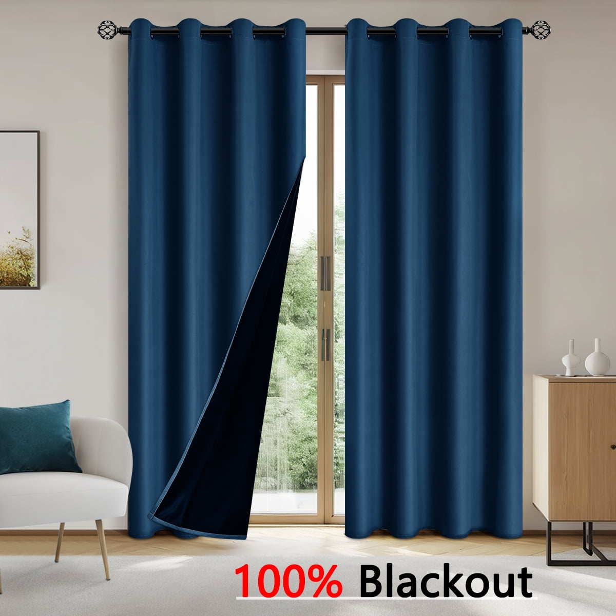 2pcs Modern 100% Blackout Curtain with Coated Lining, Curains for ...