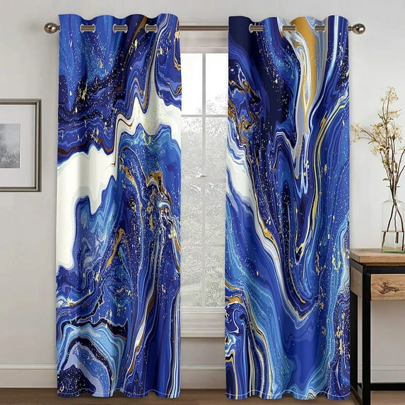 2pcs Modern Abstract Art Marble Textured Geometric Print Drape ...