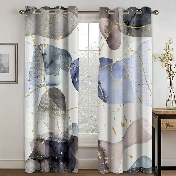 2pcs Modern Abstract Art Marble Textured Geometric Print Drape ...