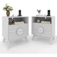 2pcs Modern Fluted Night Stand, Bedroom Nightstand with USB Charging ...
