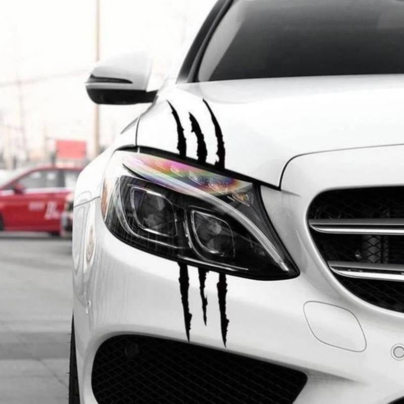 2pcs Monster Claw Marks Car Headlight Claw Marks Headlight Decal Car ...