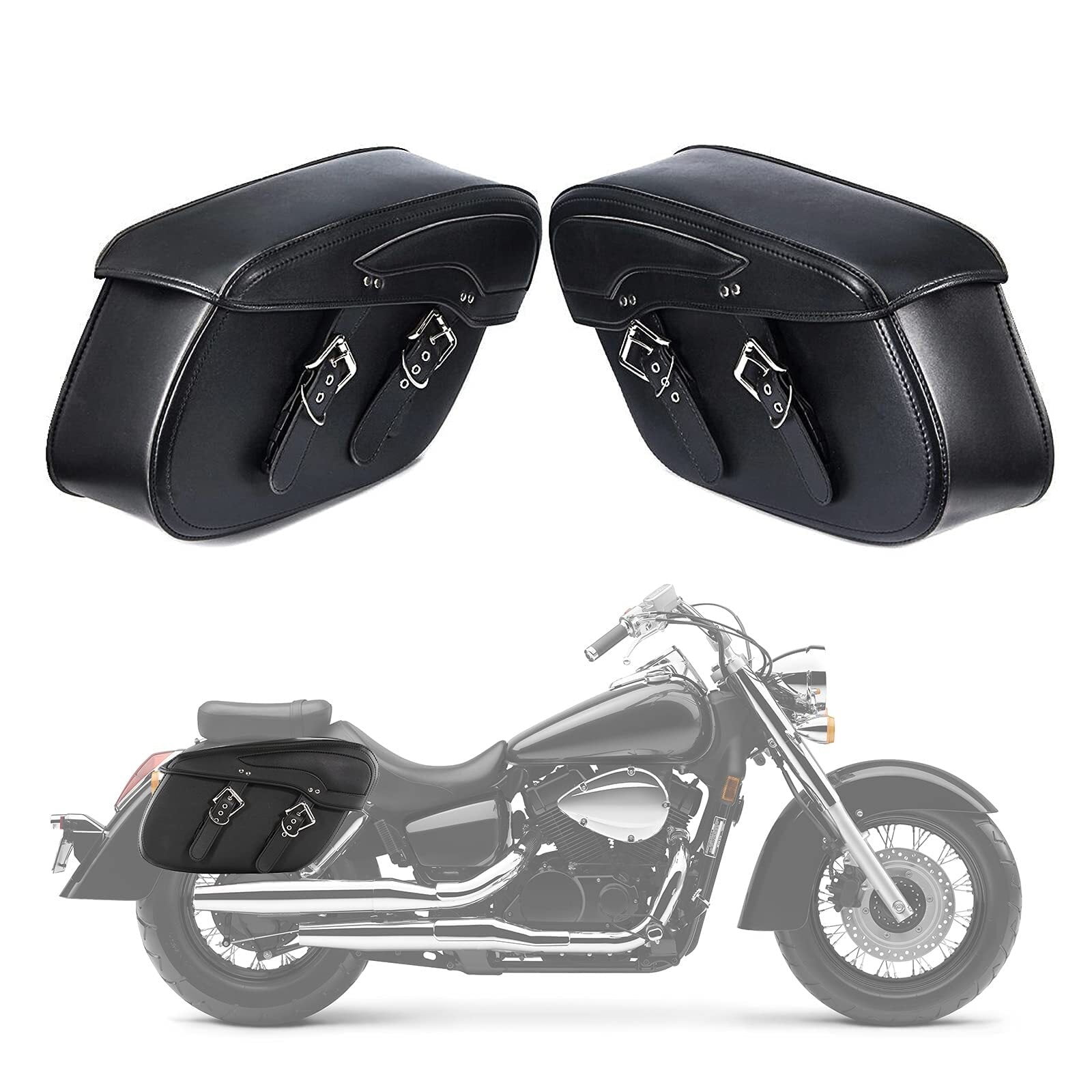 2pcs Motorcycle Saddlebags Waterproof Saddle Bags Synthetic Leather 2 ...