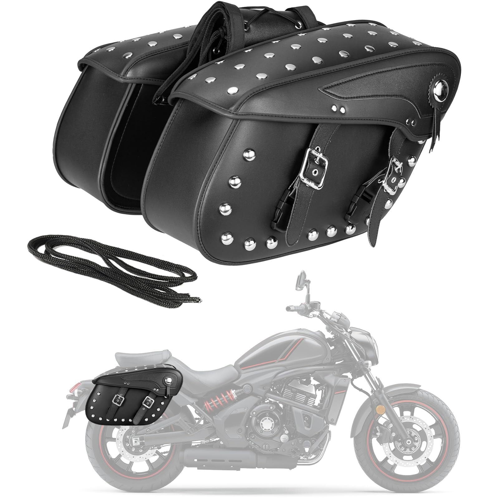 2pcs Motorcycle Saddlebags Waterproof Saddle Bags Synthetic Leather 2 ...