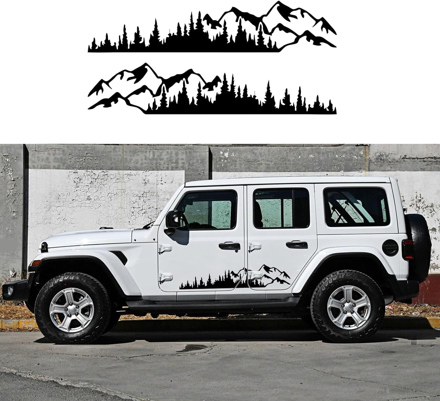 (2pcs) Mountain Tree Forest Graphic Car Sticker Waterproof Sunscreen ...