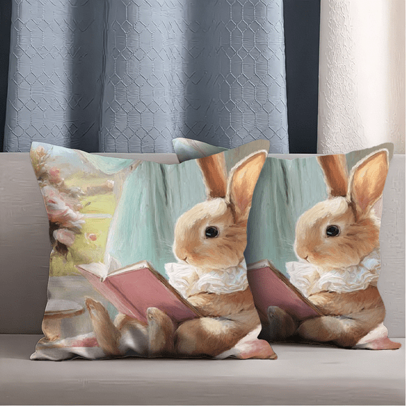 2pcs Multi-Size Vintage Rabbit Reading in Chair Design short plush ...