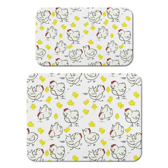 2pcs Multipurpose Absorbent Mat - Vintage Rooster & Barn Artwork ...