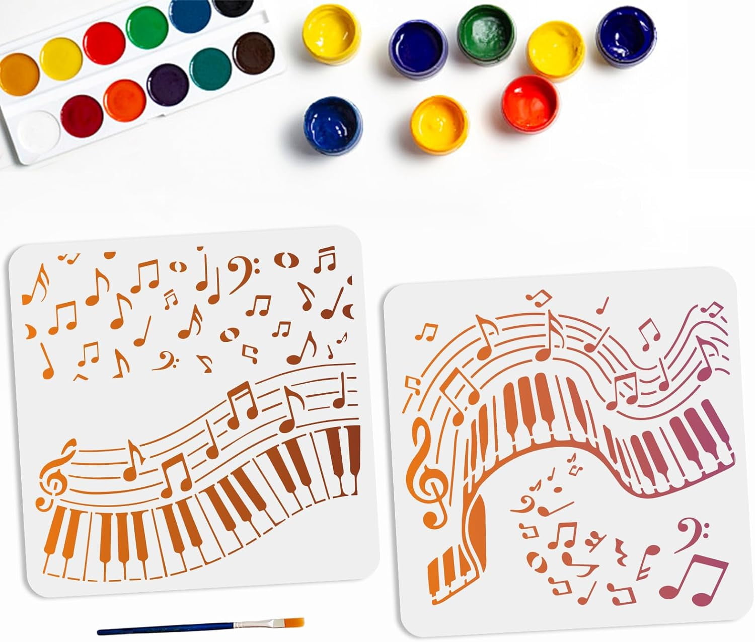 2pcs Music Note Stencil 11.8×11.8inch Musical Piano Keys Painting ...