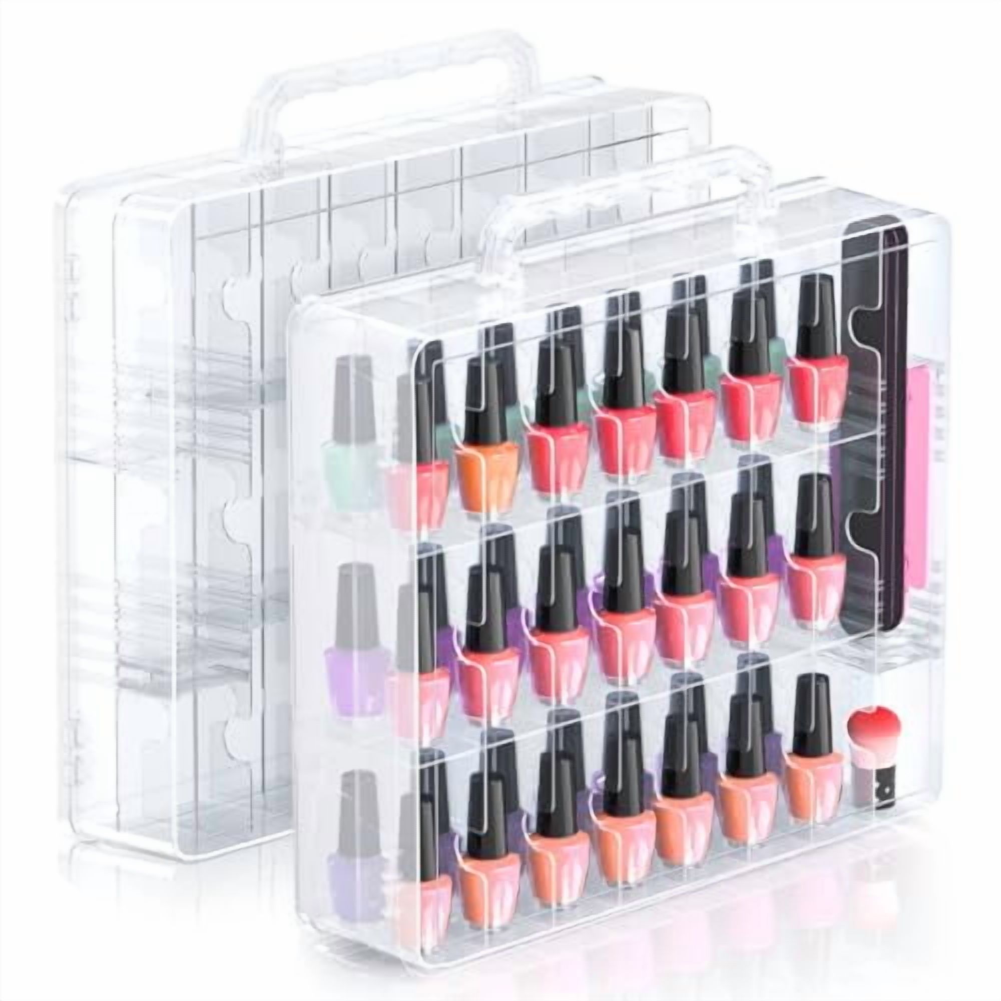 2pcs Nail Polish Organizer, Portable 48 Bottles Clear Nail Polish ...