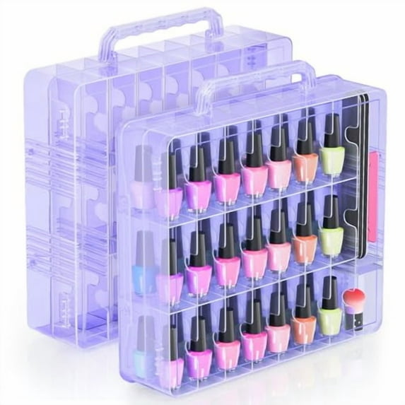 2pcs Nail Polish Organizer, Portable 48 Bottles Clear Nail Polish ...