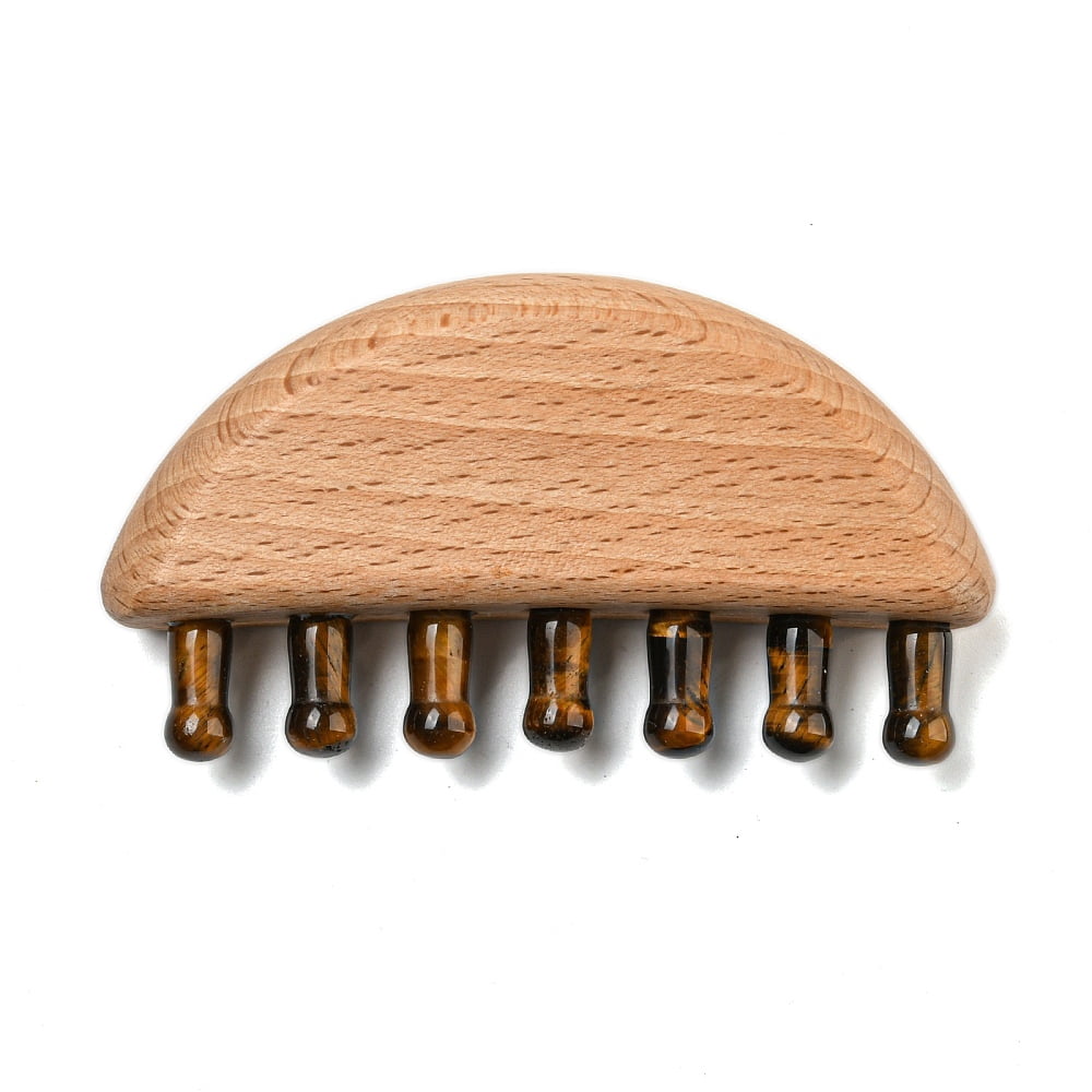 2pcs Natural Tiger Eye Scalp Massager Wood Head Scalp Comb for Head ...