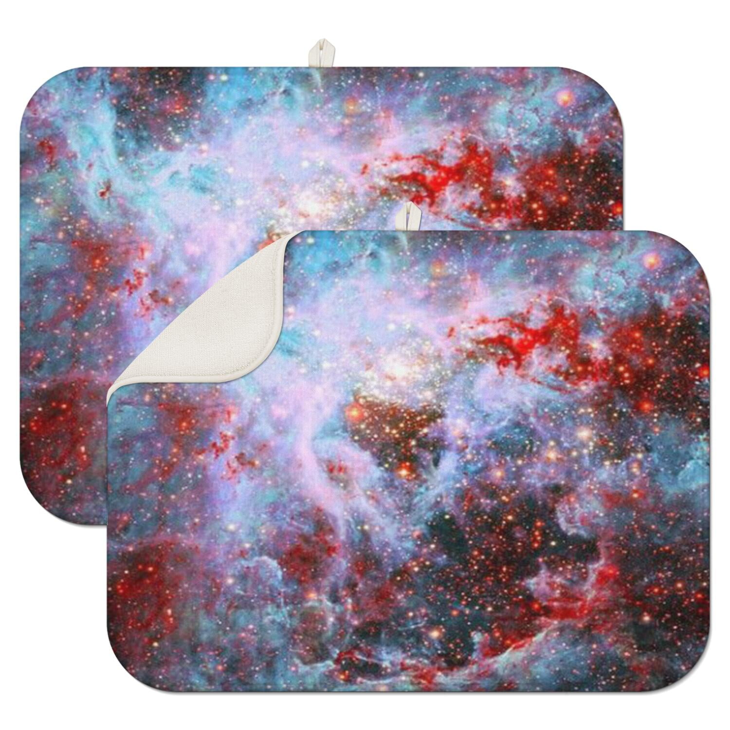 2pcs Nebula Print Kitchen Mat Extra Thick 3-Layer Absorbent Drying Pad ...