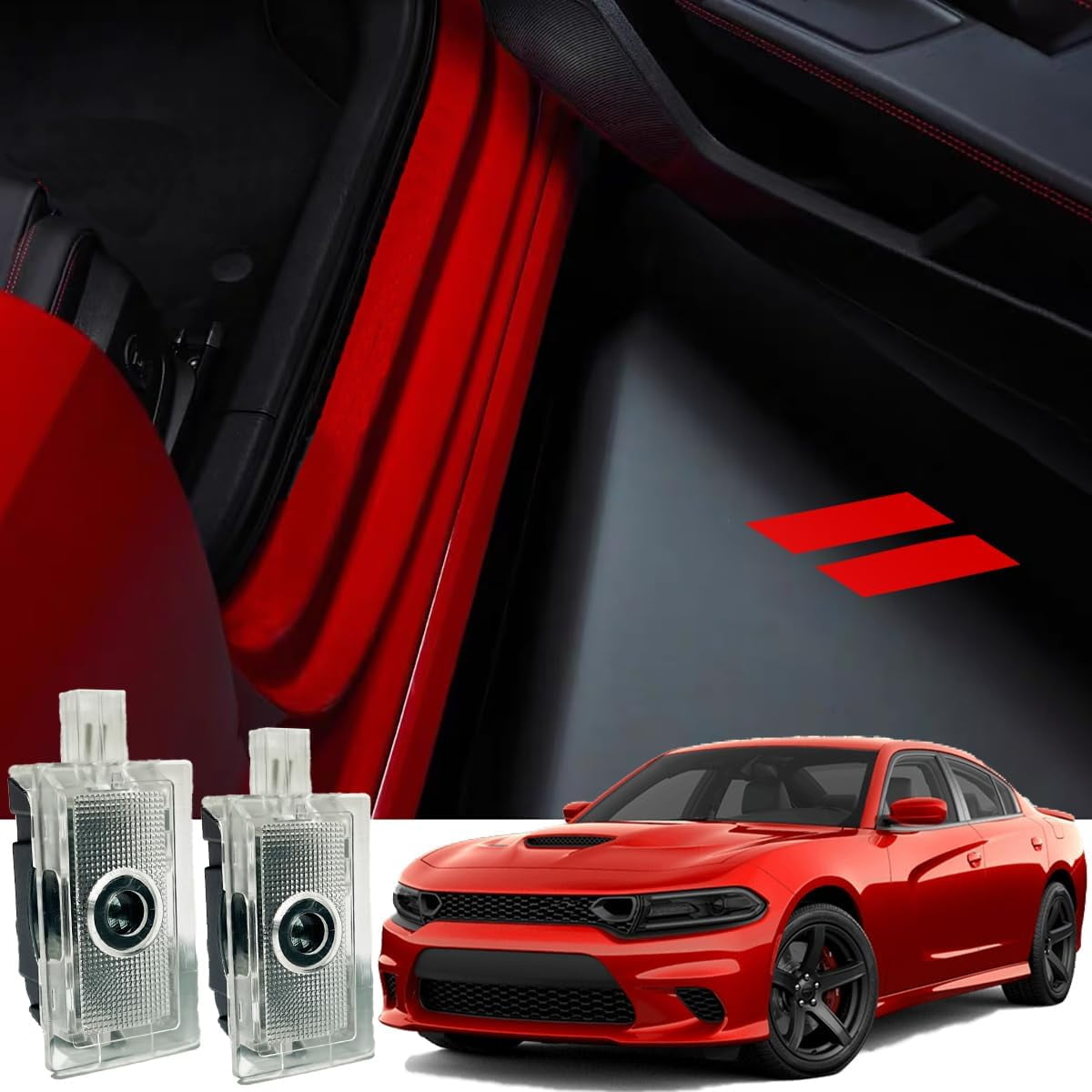 2pcs Never Fade Door Light Led Logo for Dodge Charger Daytona Hellcat ...