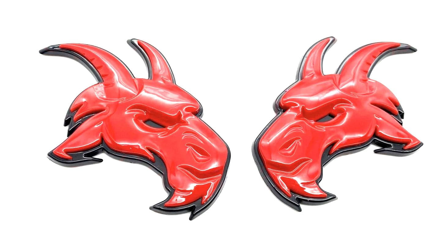 2pcs New Custom Goat Head Logo Emblems Decals Stickers 3D Car Red Eye ...