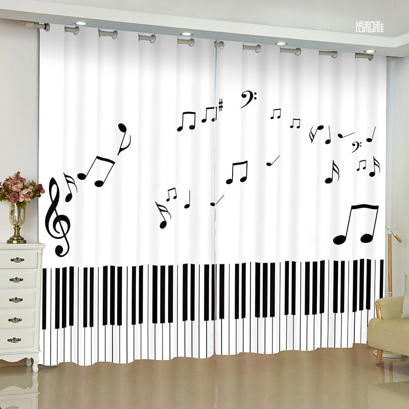 2pcs New Modern Light Luxury Note Piano Key Curtain Transparent Curtain ...