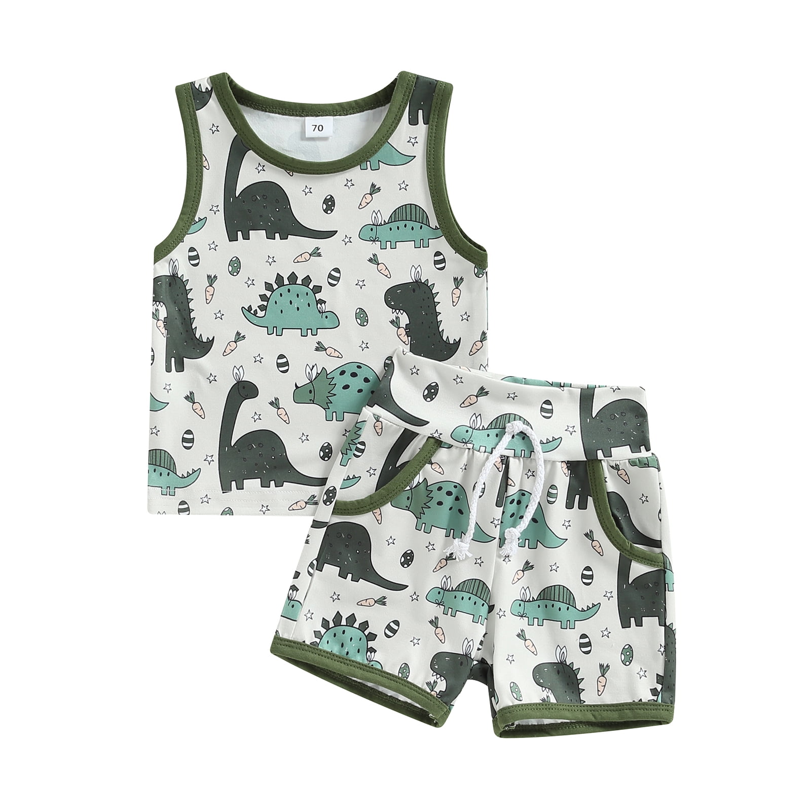 2pcs Newborn Baby Toddler Boy Summer 3M 6M 12M 18M 24M Cute Dinosaur ...