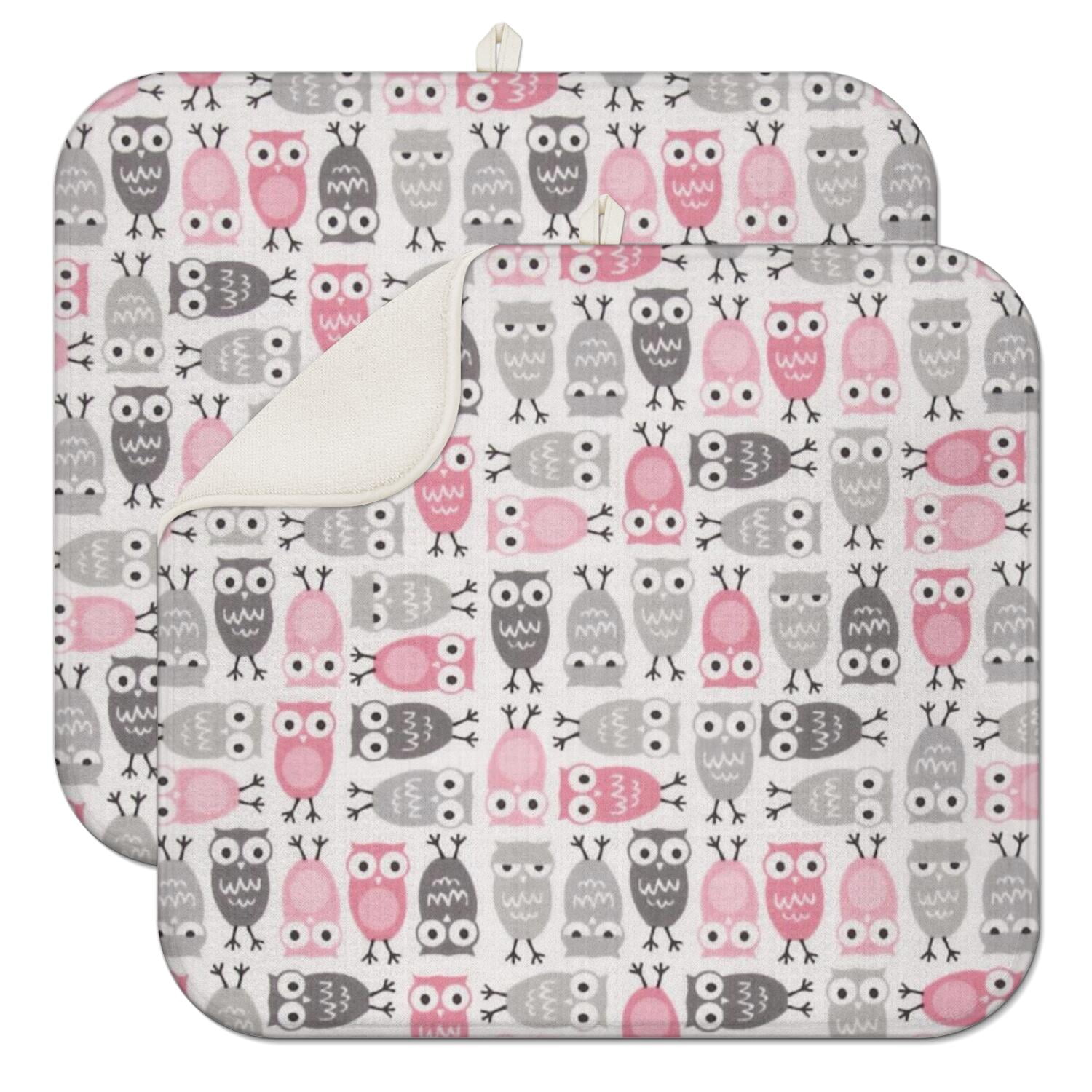 2pcs Night Owl Drying Mat for Dishes Absorbent Foldable Countertop Pad ...