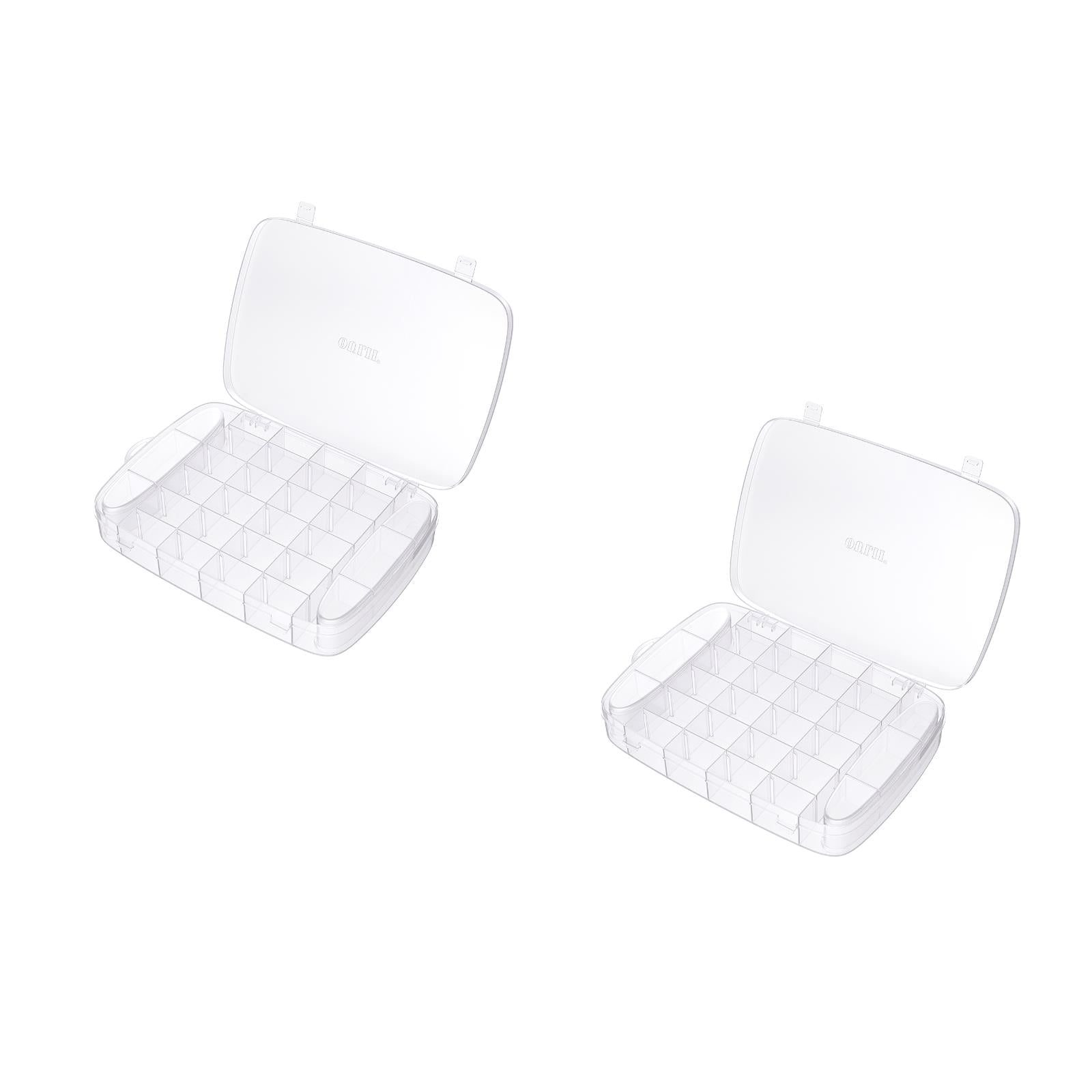 2pcs OULII 30-Grid Clear Plastic Adjustable Jewelry Organizer Box ...
