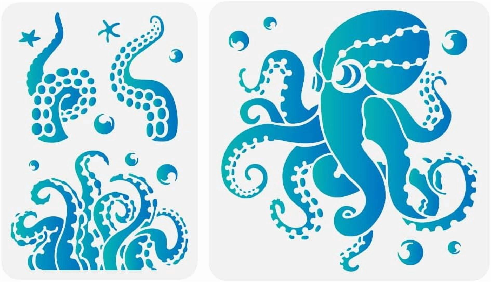 2pcs Octopus Ocean Animal Craft Art Stencils Octopus Tentacles Plastic ...