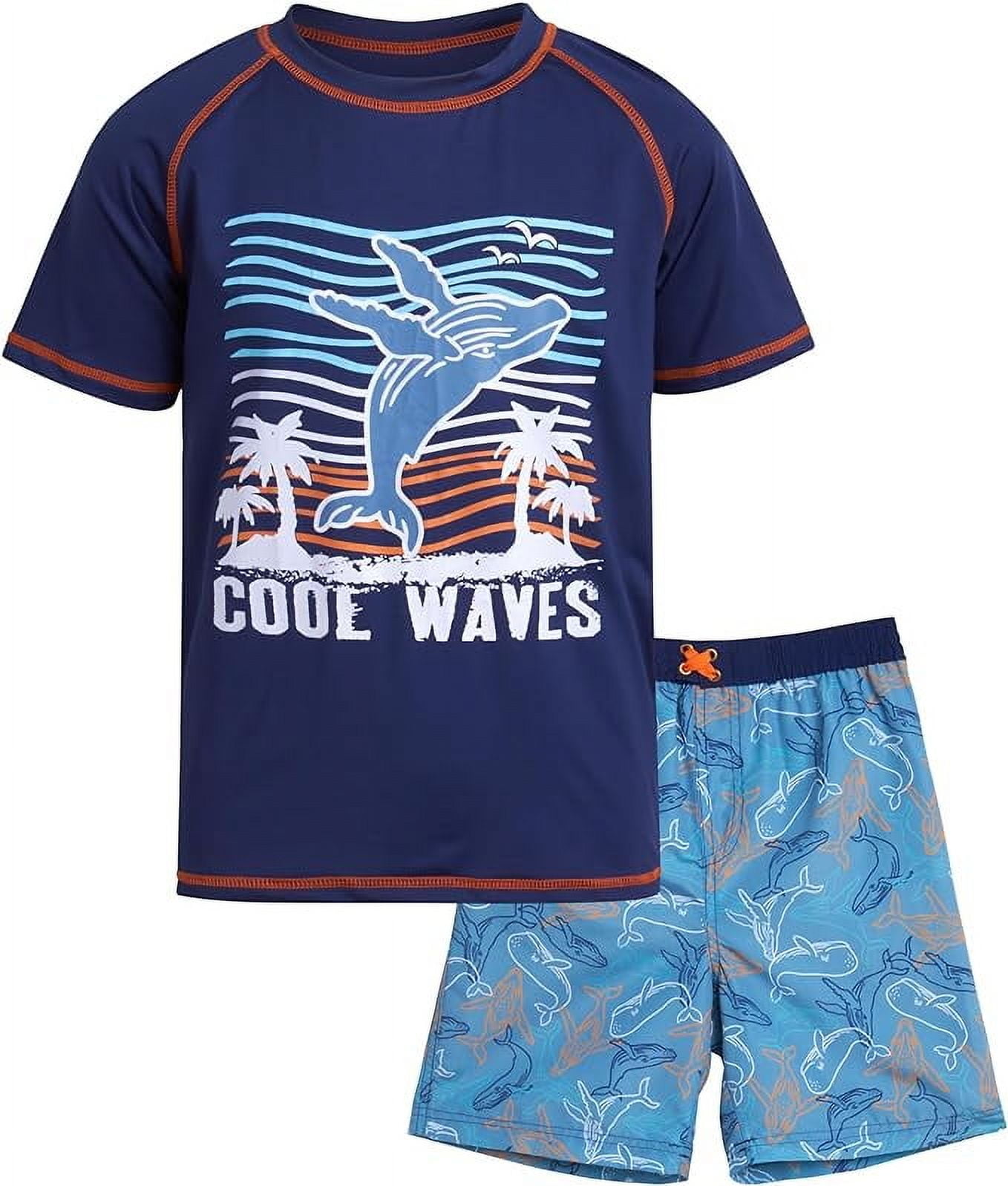 Quad Seven Boys' Rashguard Set - Short Sleeve Swim Shirt and Bathing ...