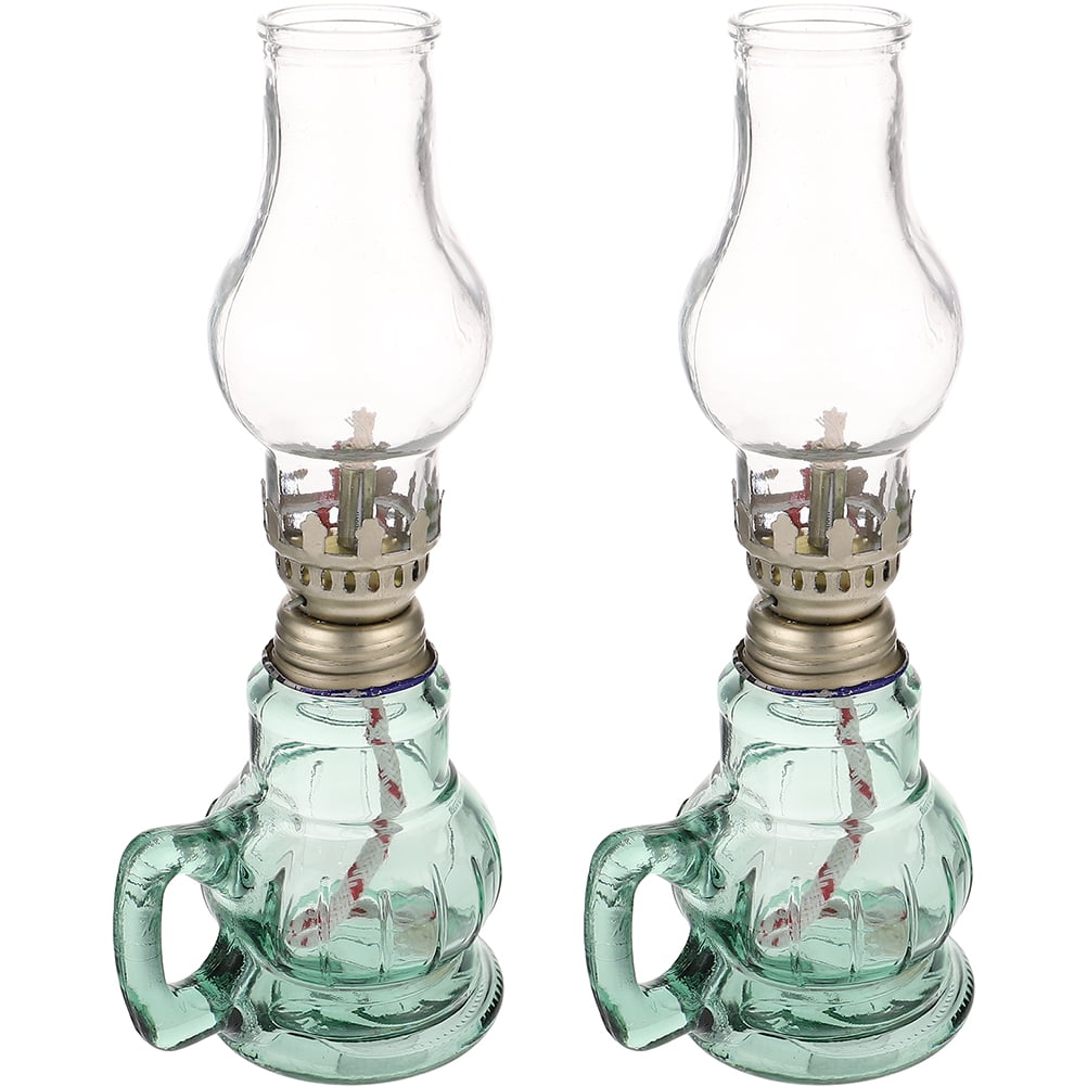 2pcs Oil Lamps Temple Kerosene Lamps Glass Oil Lamp Retro Buddhist ...