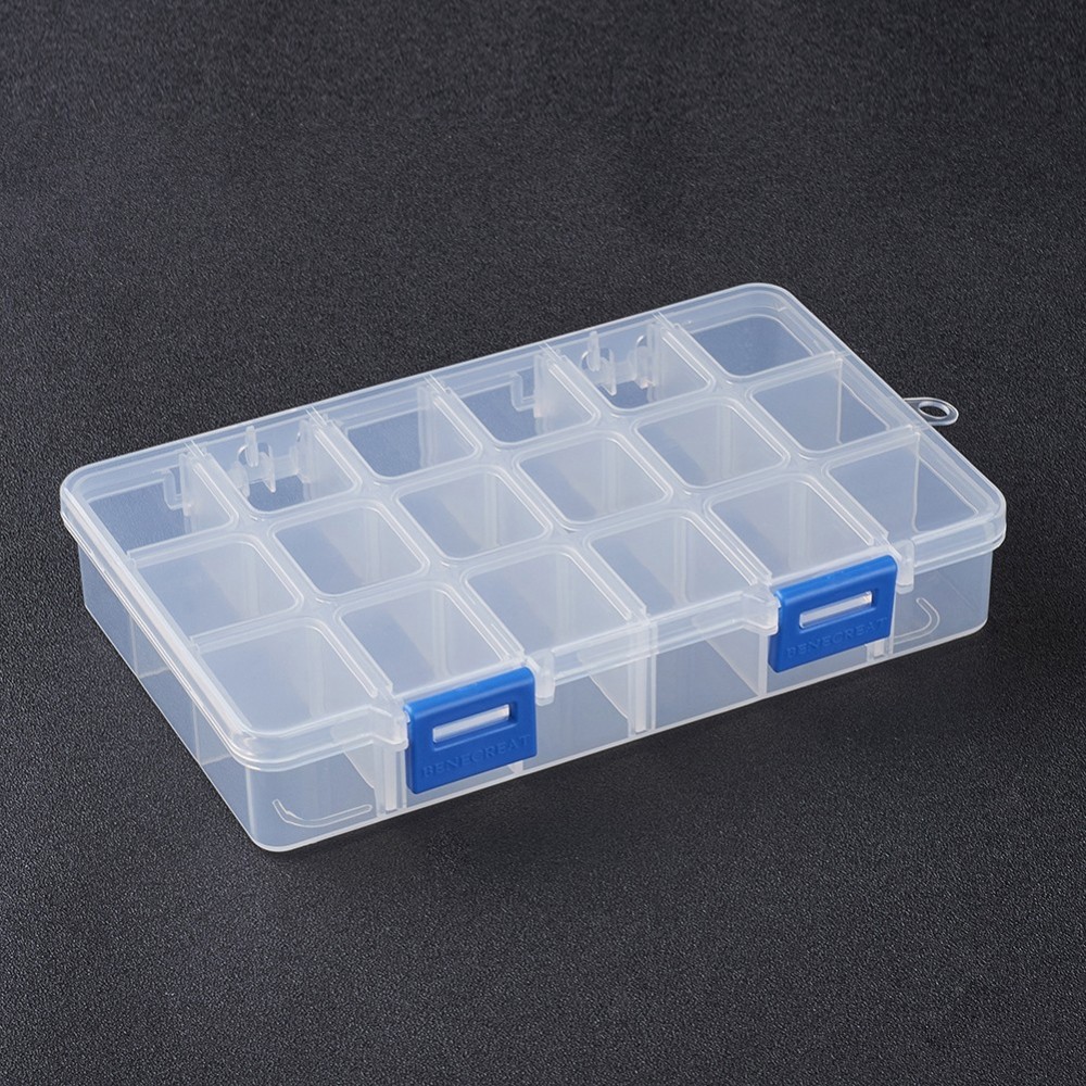2pcs Organizer Storage Plastic boxes Rectangle White 16.5x10.8x3cm compartment: 3x2.5cm 18 ...