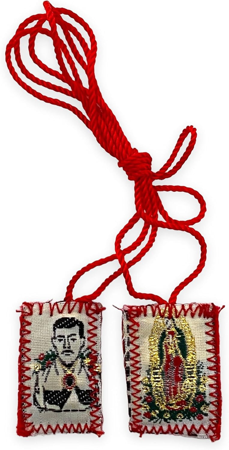 2pcs Our Lady of Guadalupe Jesus Malverde Red Scapular Necklace ...