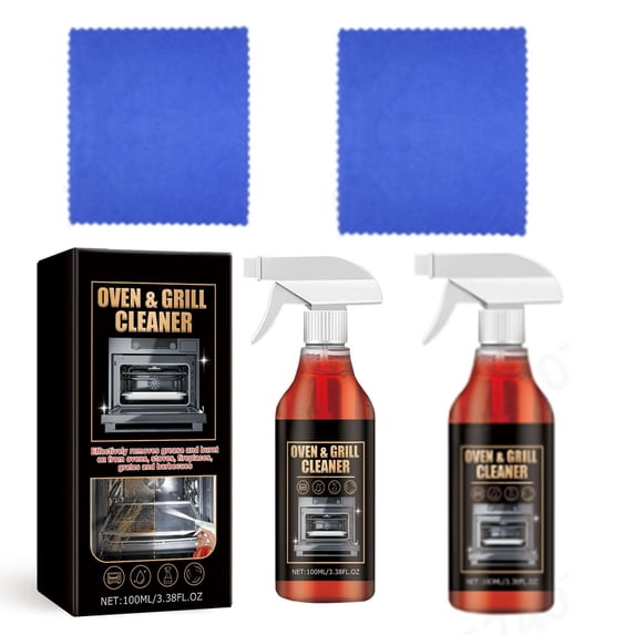 2pcs Oven And Rack Cleaner 100ml with 2 Blue Towels, Heavy-Duty ...