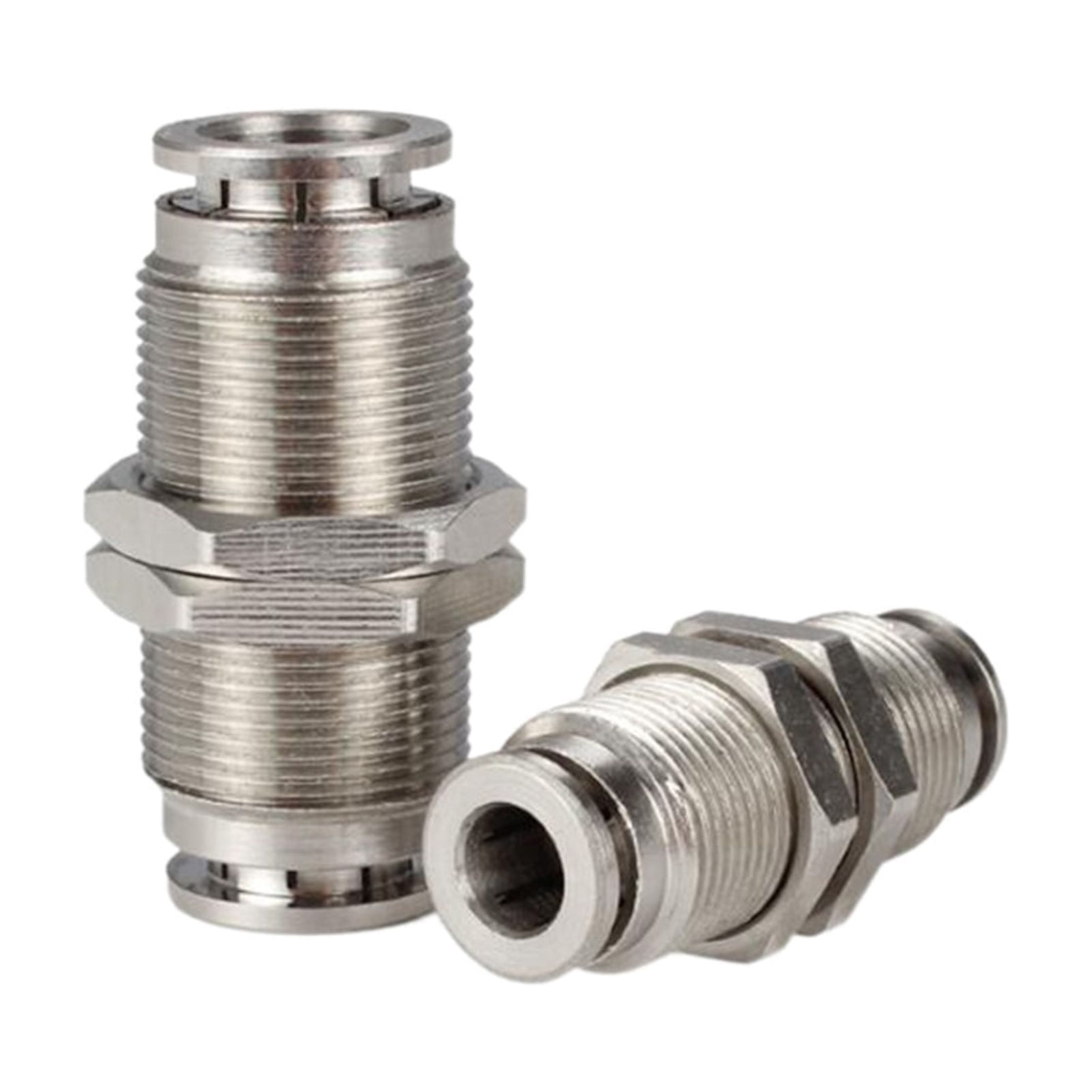 2pcs PM Nickel Plated Copper Pneumatic Parts Bulkhead Fittings Air ...